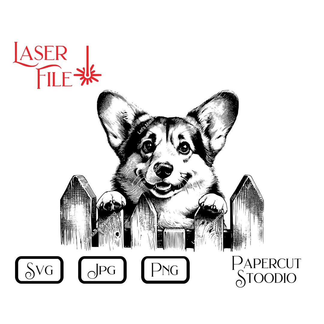 Corgi Dog Peek SVG, Laser Engrave File (digital Download) - Etsy