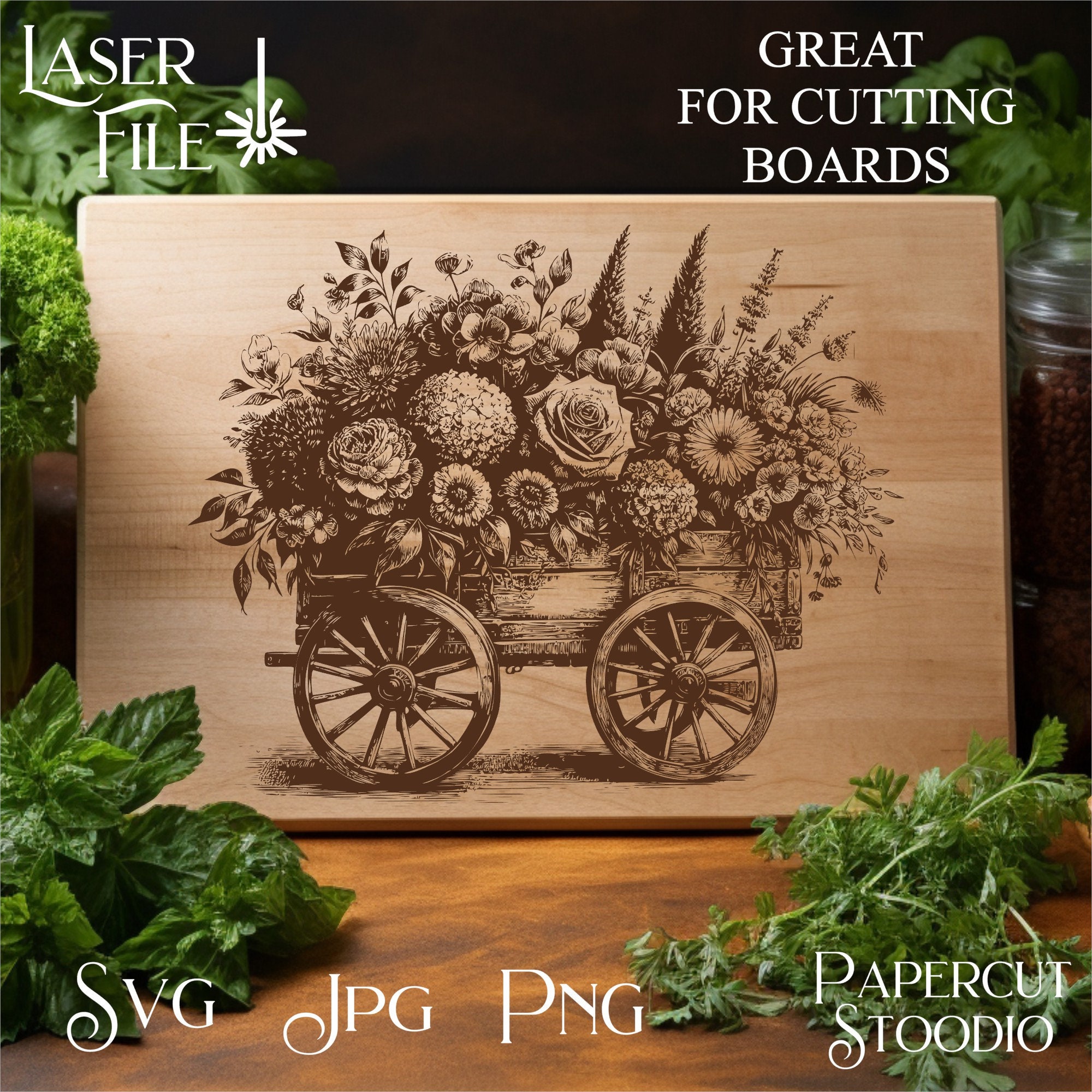Flower Cart Laser Engrave File, SVG PNG JPG (digital Download) - Etsy