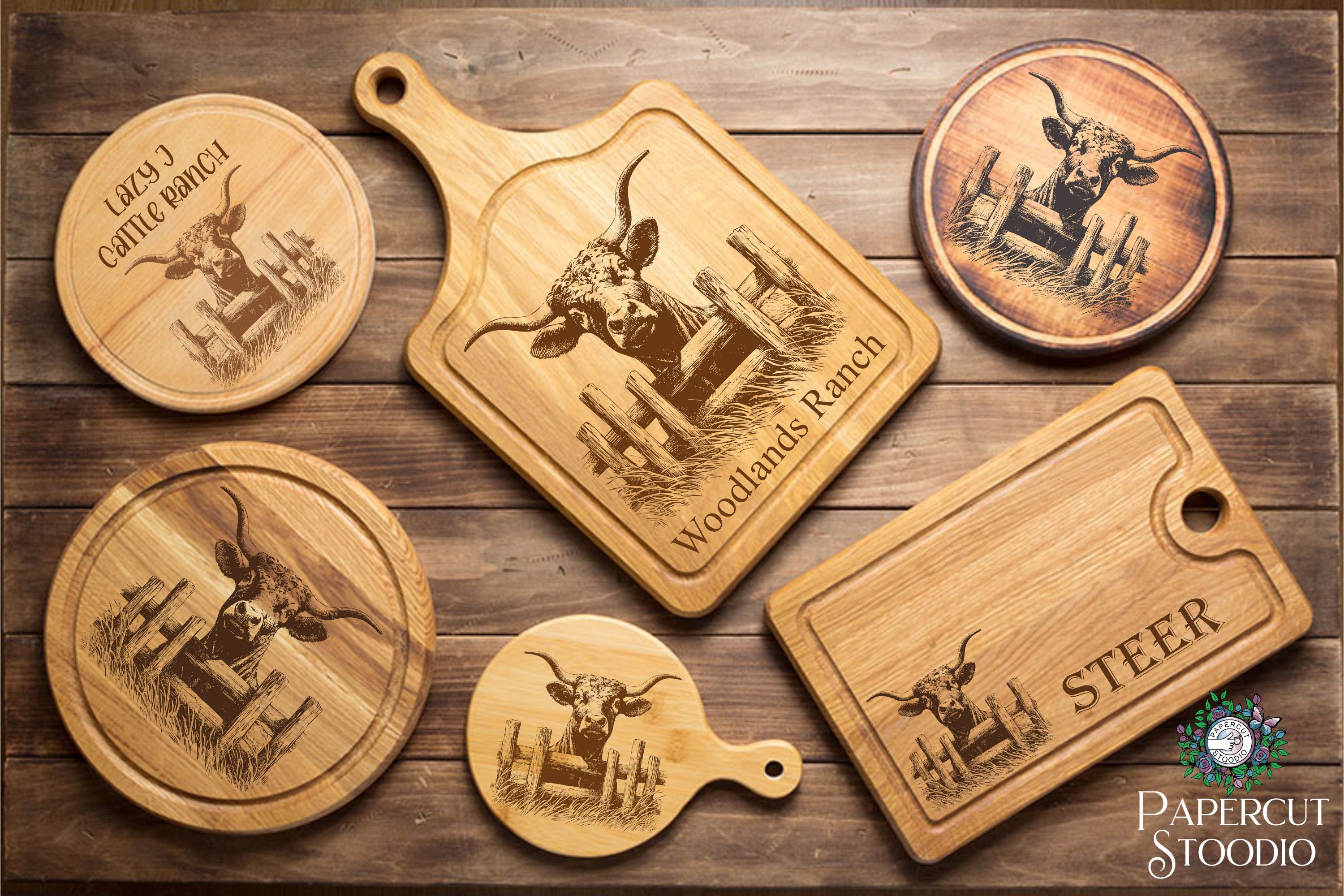 Laser Engrave File, Steer SVG, Cattle Ranch Lightburn Glowforge ...