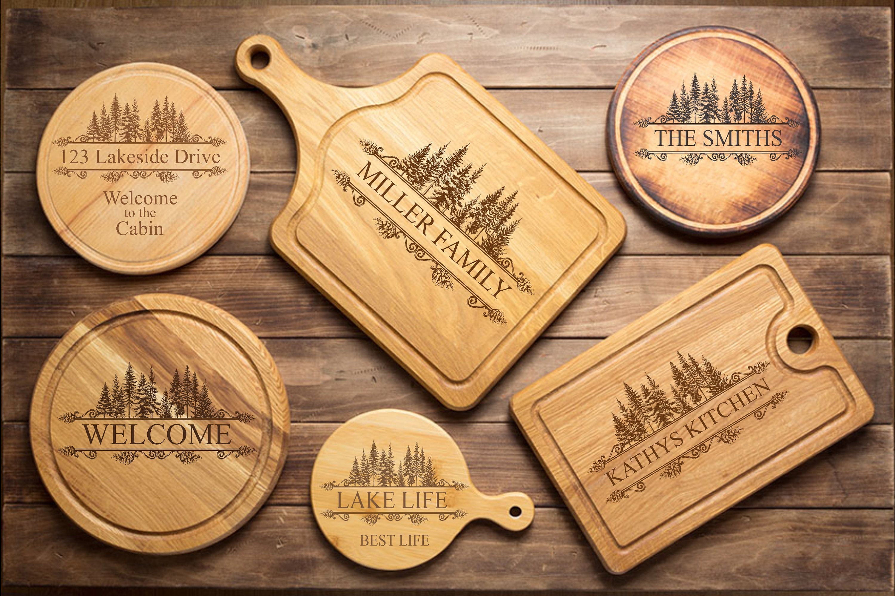 Laser Engrave File Pine Monogram SVG Lightburn Glowforge Wood - Etsy Canada