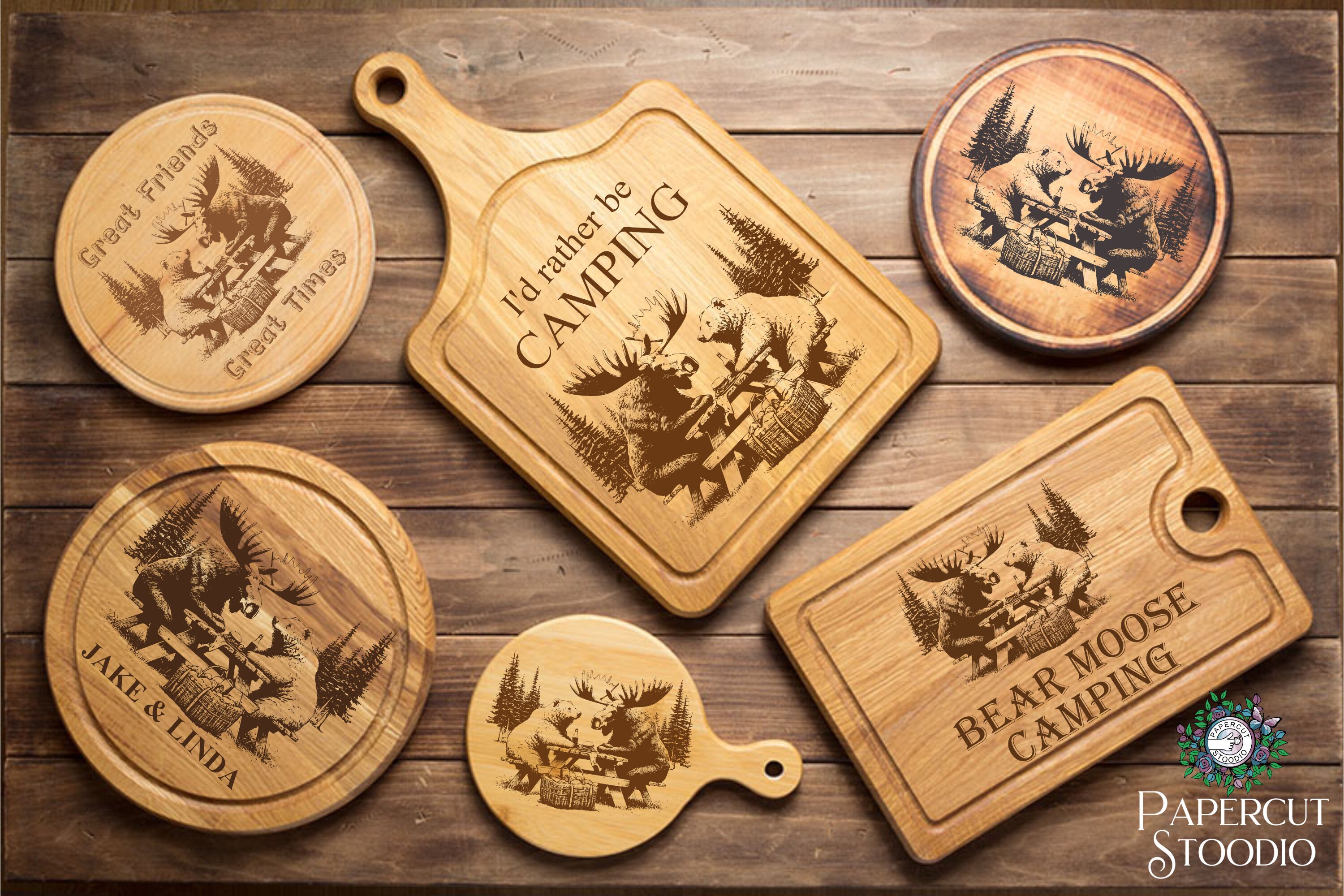 Bear Moose Camping Laser Engrave File, Wood Sign SVG PNG JPG (digital ...
