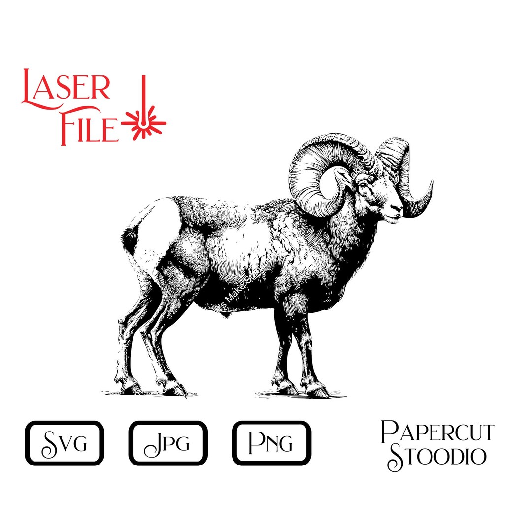 Laser Engrave File, Big Horn Sheep Svg, Digital Download for Laser ...