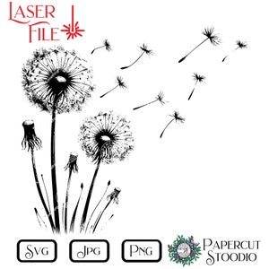 Laser Engrave File, Dandelion Wisp SVG, Wood Engraving Cutting Boards ...