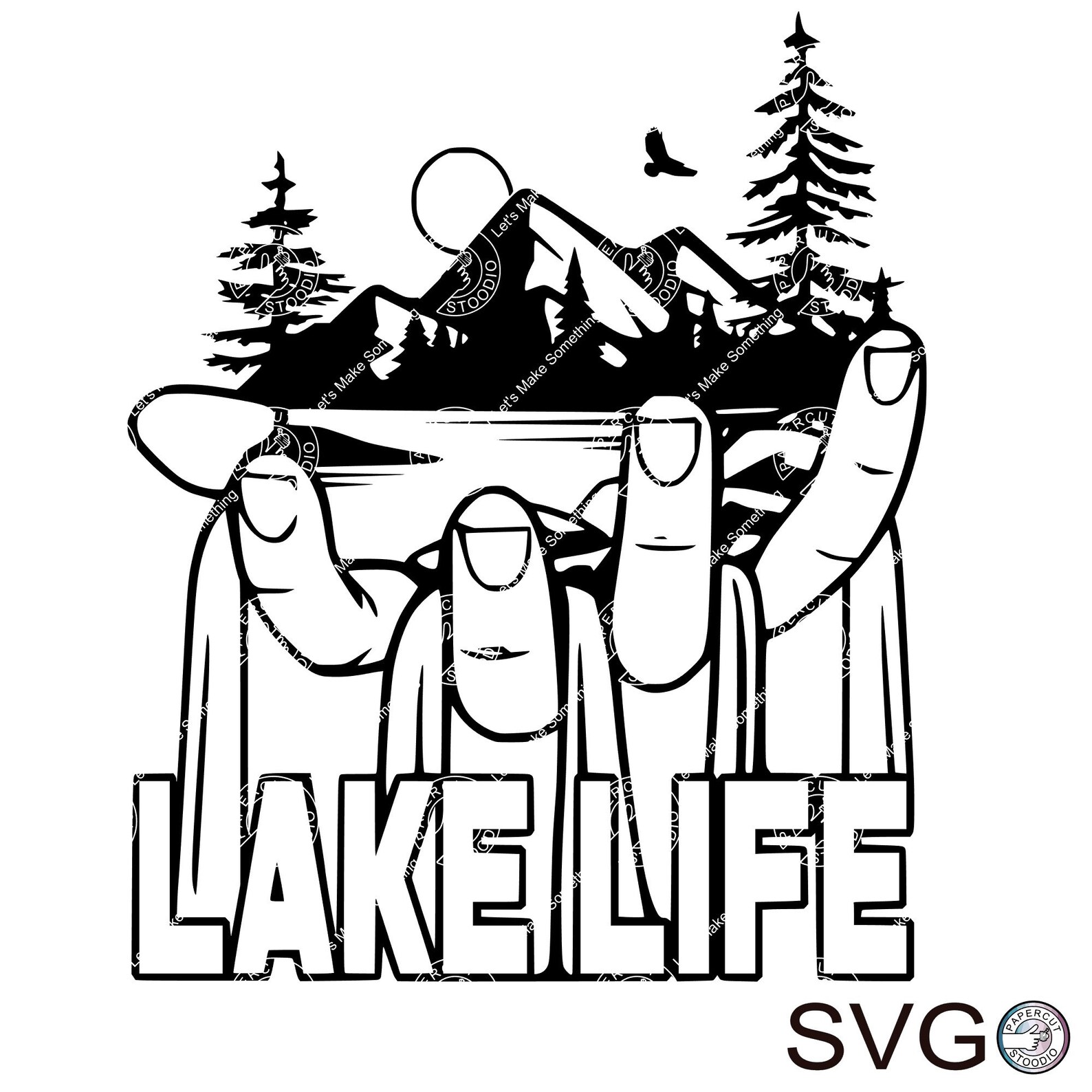 Mountain Lake in Hand Svg Lake and Forest Scene Svg Files for - Etsy