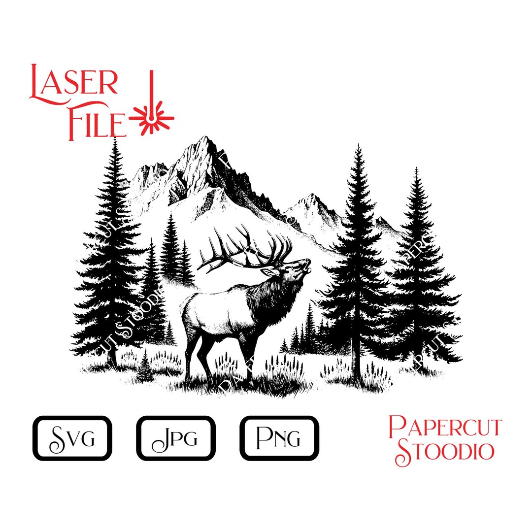 Laser Engrave File, Bugling Elk 2 Svg, Wildlife, Laser Engraving ...