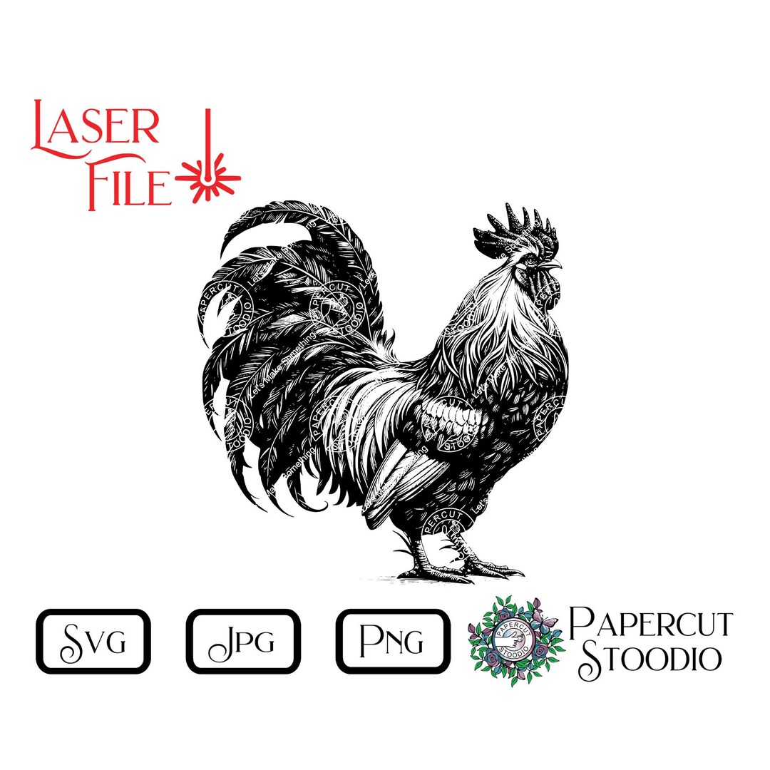 Laser Engrave File, Farm Rooster SVG, for Lightburn Glowforge Wood ...
