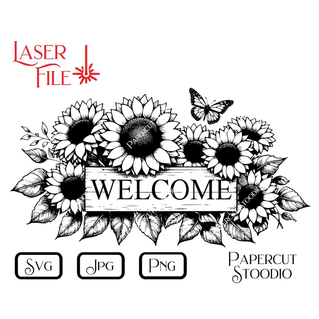 Laser Engrave File, Sunflower Sign SVG, Lightburn Glowforge Cutting ...