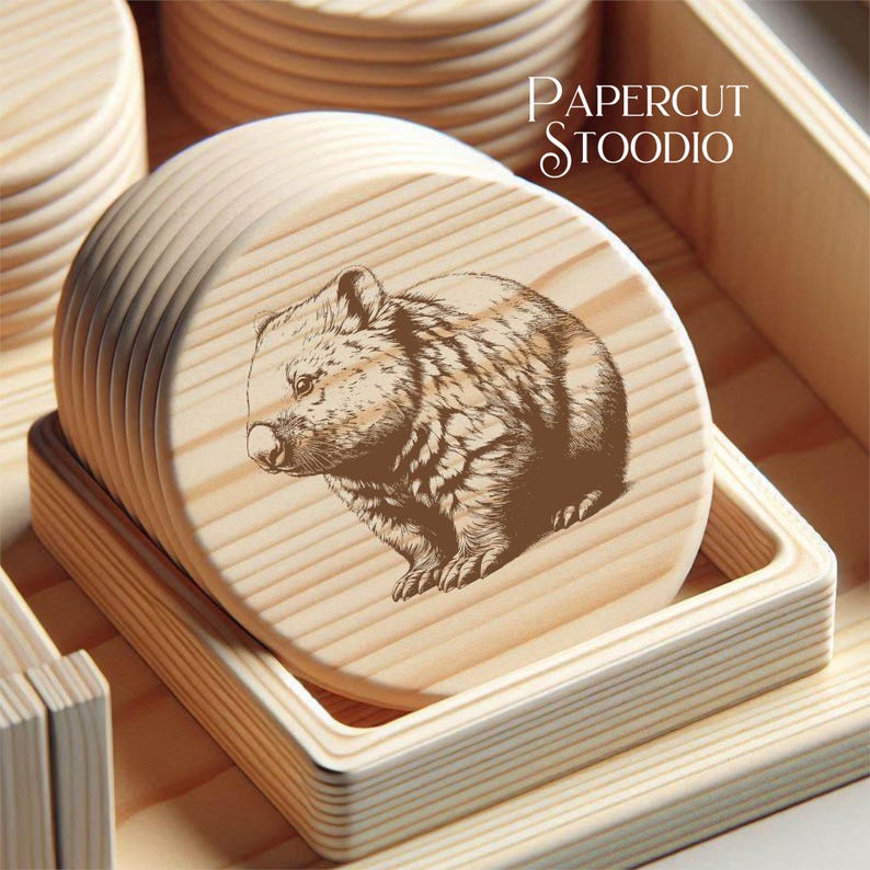 Laser Engrave File, Wombat SVG, Lightburn Glowforge for Wood Cutting ...