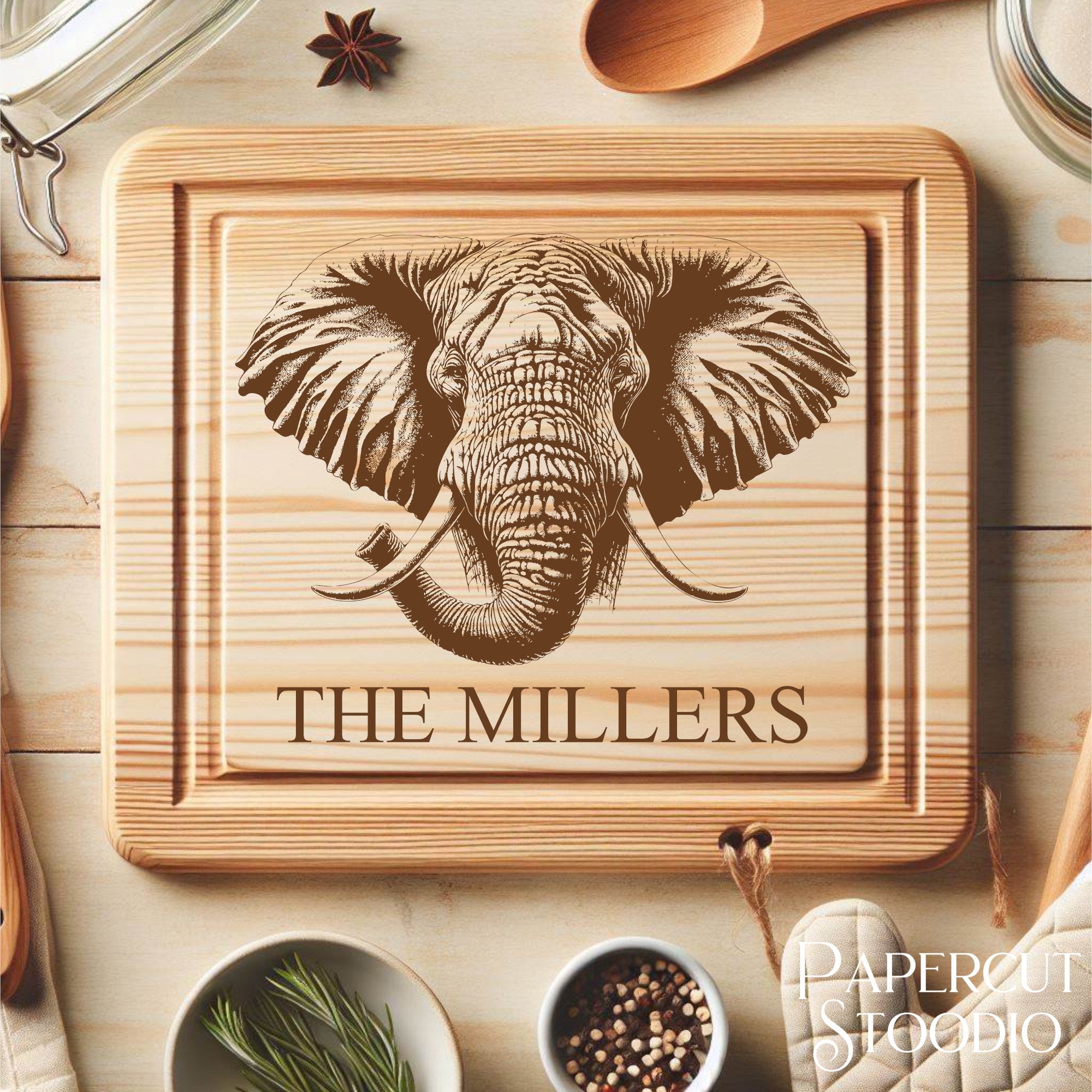 Elephant Head Laser Engrave File, Wood Art SVG PNG JPG (digital ...