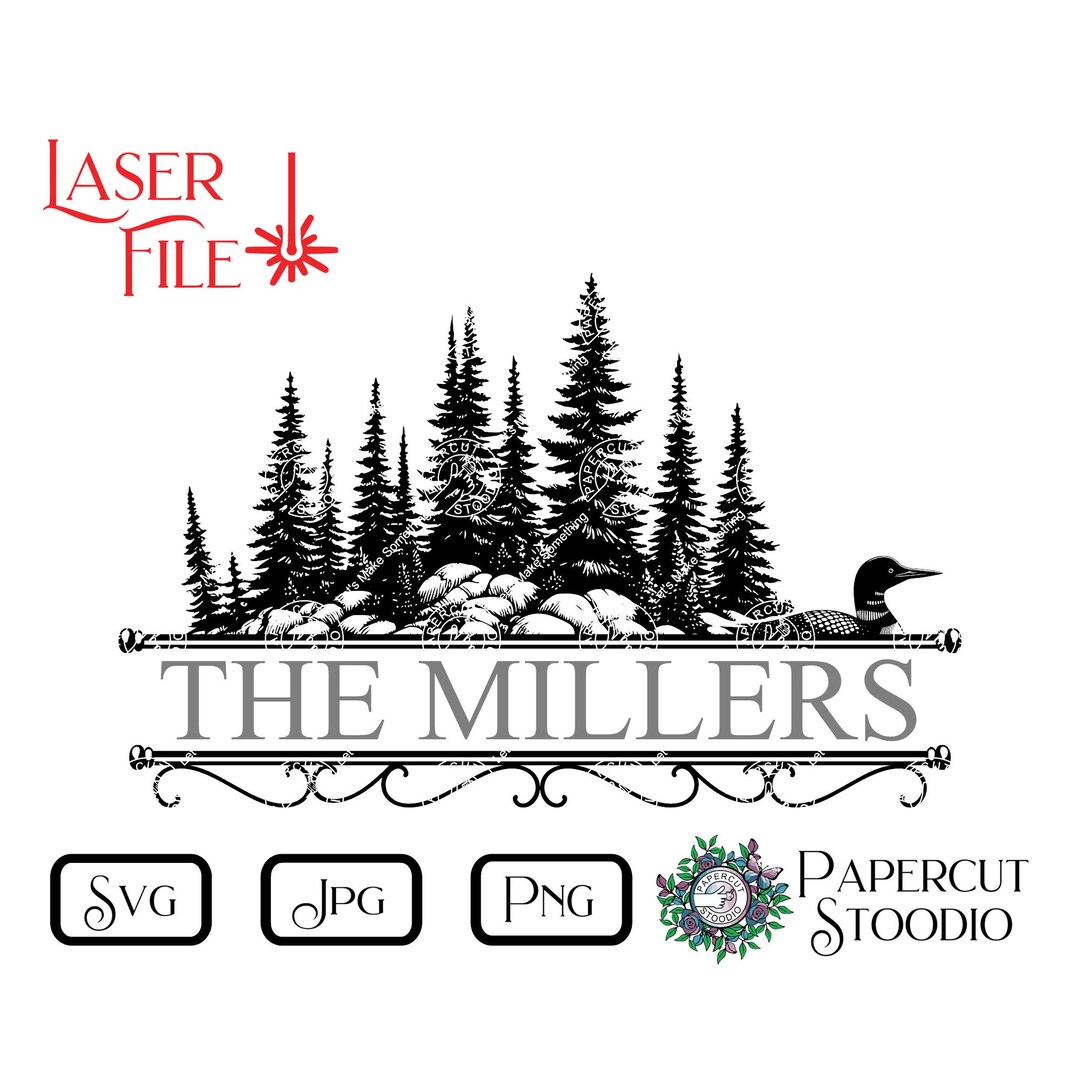 Laser Engrave File, Lake Loon Monogram, SVG, Lightburn Glowforge ...