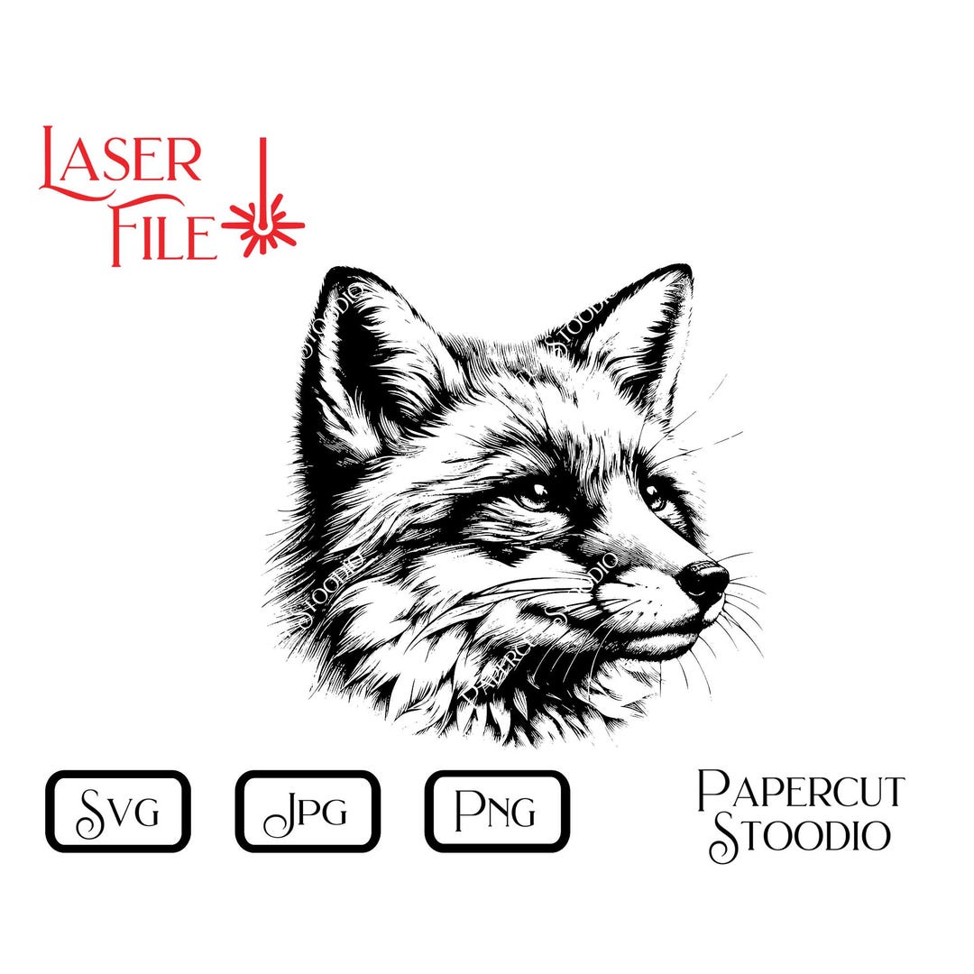 Laser Engrave File Fox Head SVG, Lightburn Glowforge to Make Signs ...