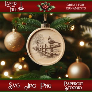 Laser Engrave File, Winter Cardinal Svg, Lightburn Glowforge Xtool ...