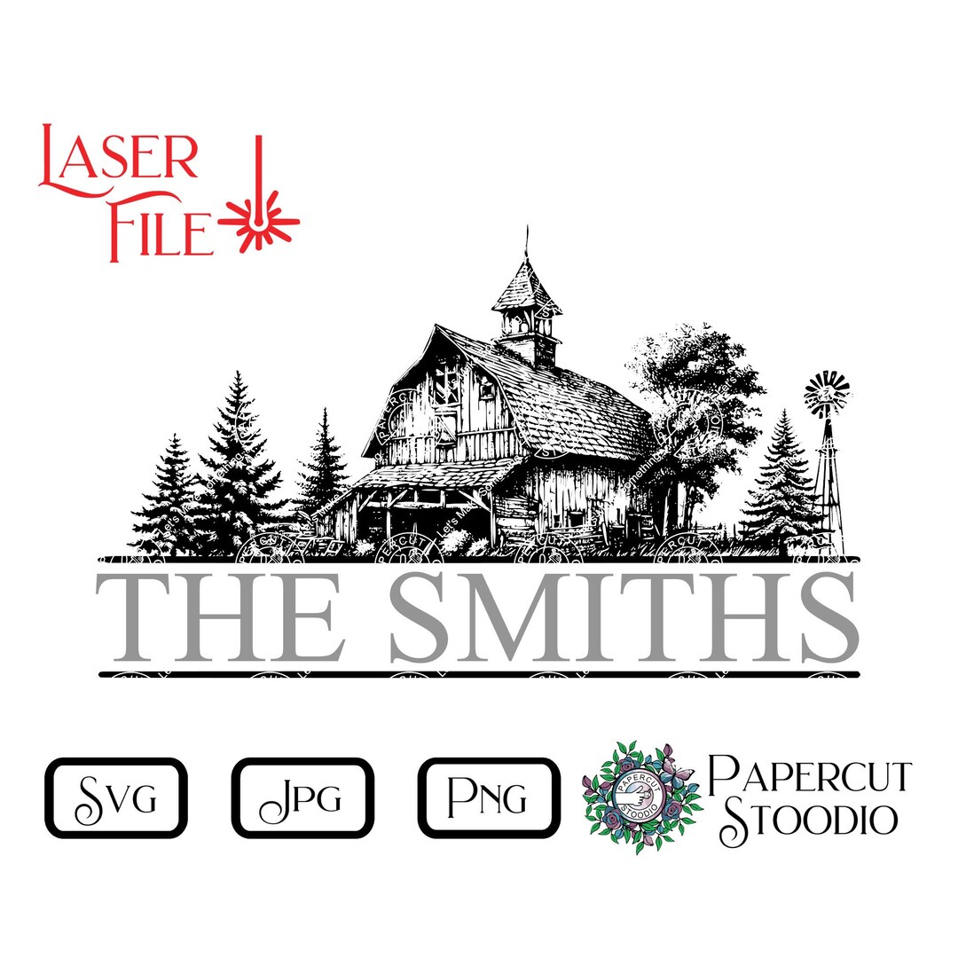 Laser Engrave File, Barn Monogram SVG, Lightburn Glowforge Wood Burn ...