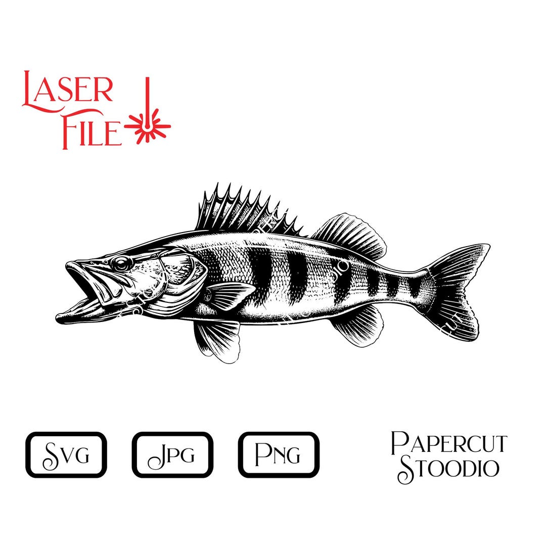 Laser Engrave File, Walleye Fish 2 SVG, Lightburn Glowforge Signs ...