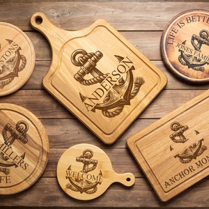 Laser Engrave File, Anchor Monogram SVG, Lightburn Glowforge Wood Burn ...