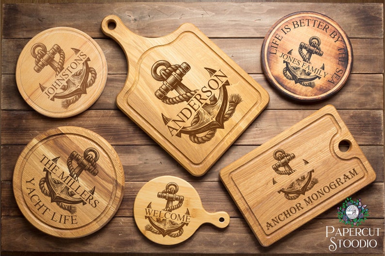 Laser Engrave File, Anchor Monogram SVG, Lightburn Glowforge Wood Burn ...