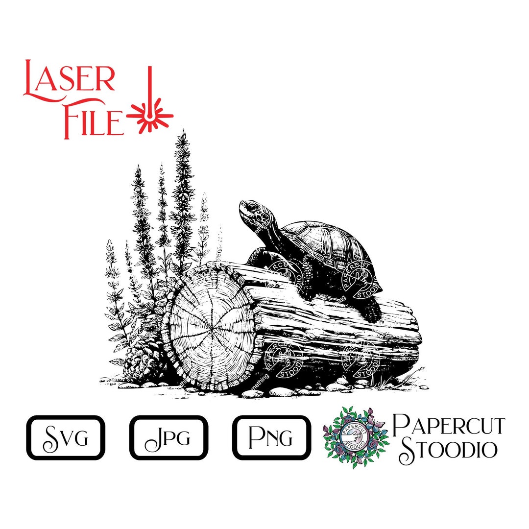 Laser Engrave File, Log Turtle SVG, Beach Ocean Sea Lightburn Glowforge ...