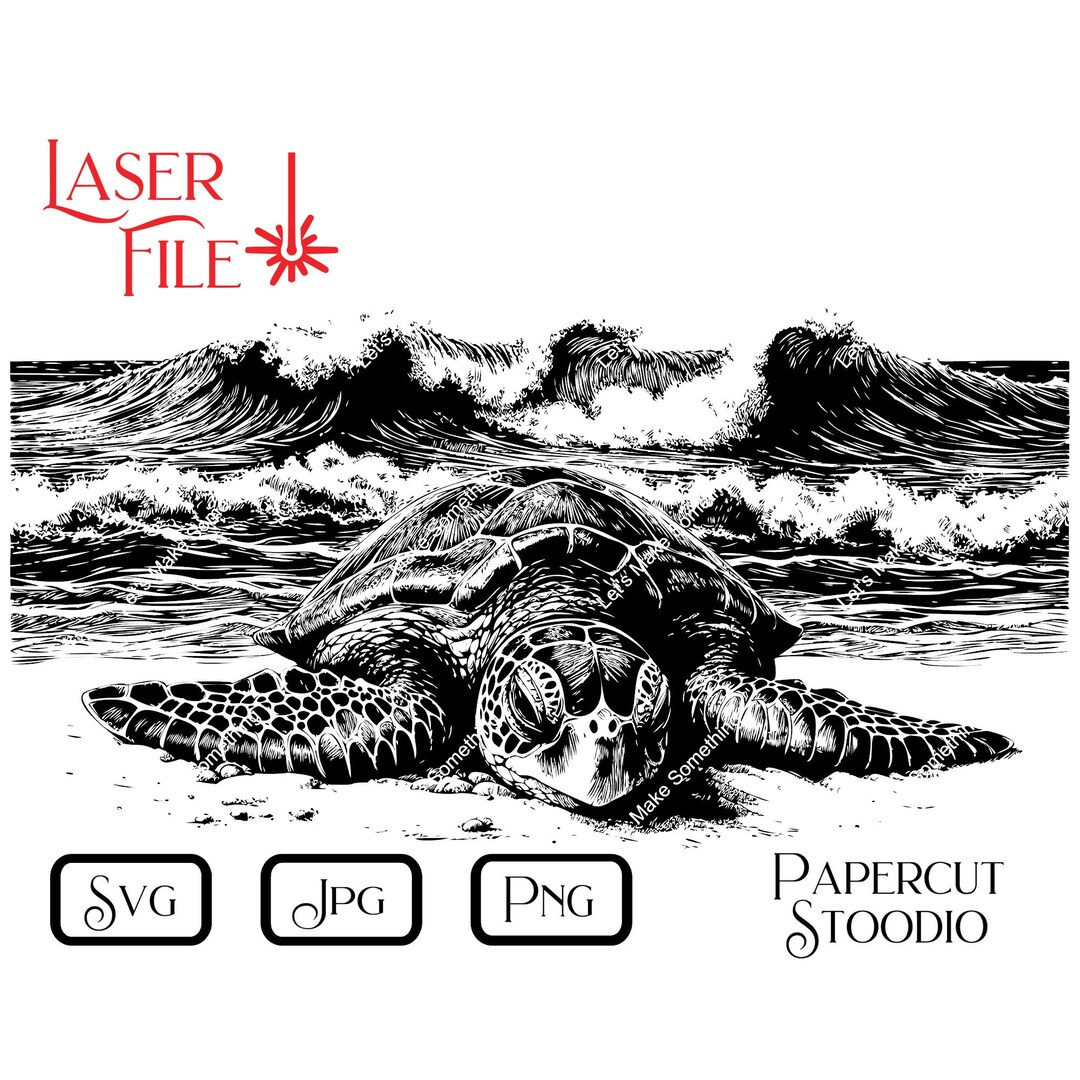 Laser Engrave File, Sea Turtle Rest SVG, Beach Ocean Sea Lightburn ...
