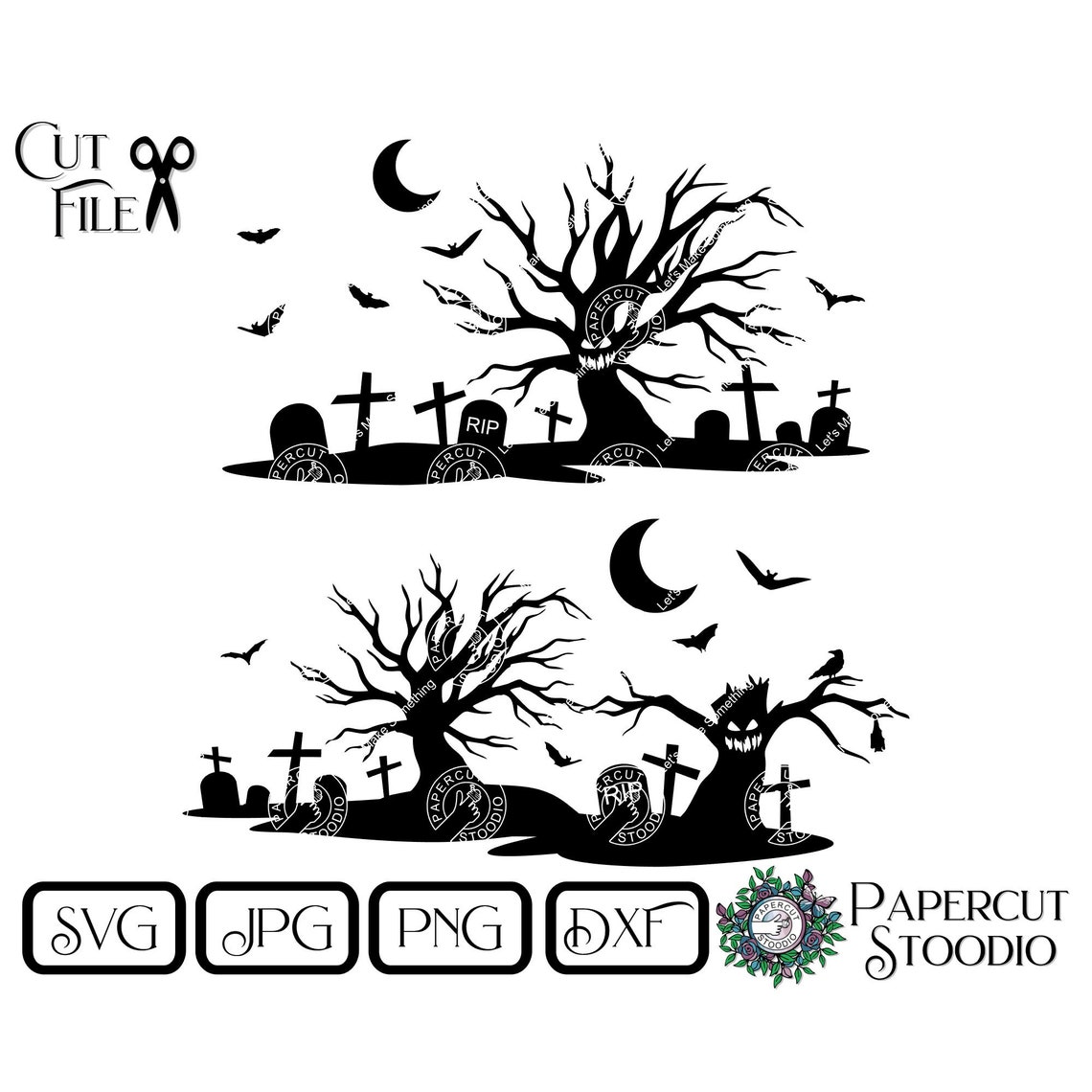 Haunted Halloween Graveyard Svg Cemetery Tombstone Creepy - Etsy