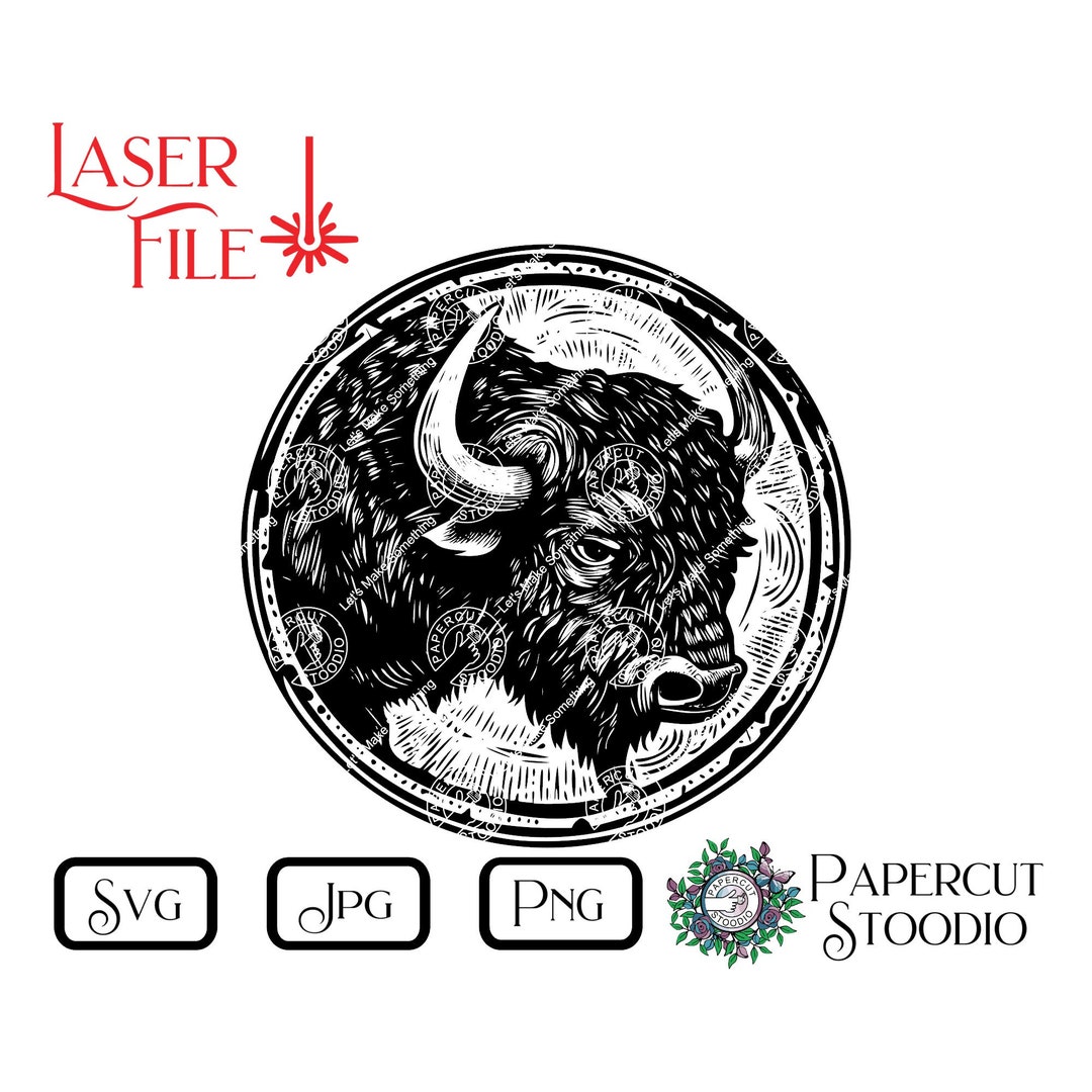 Laser Engrave File, Bison Circle SVG, Lightburn Glowforge for ...
