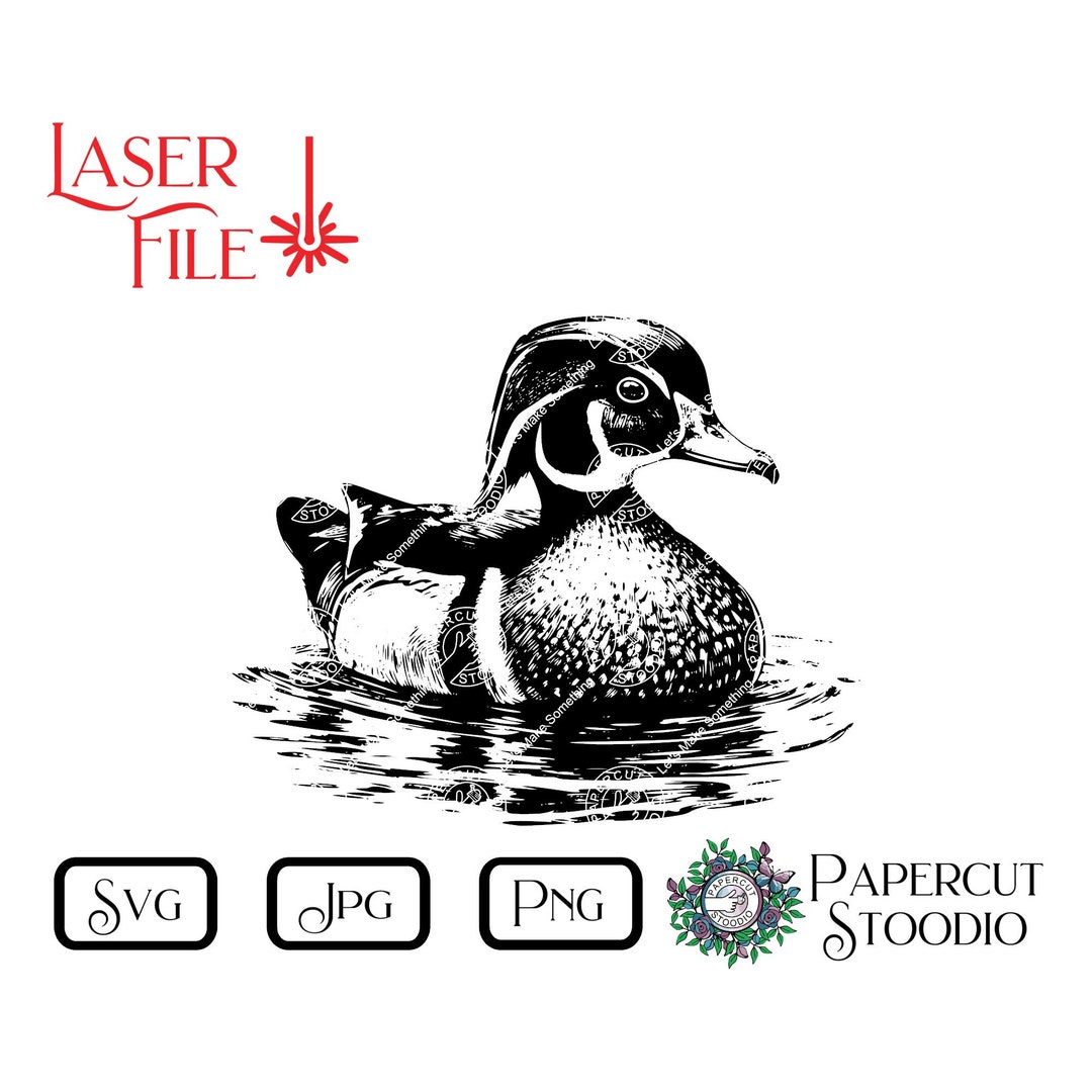 Laser Engrave File, Wood Duck SVG, Lightburn Glowforge Wood Burn Lake ...