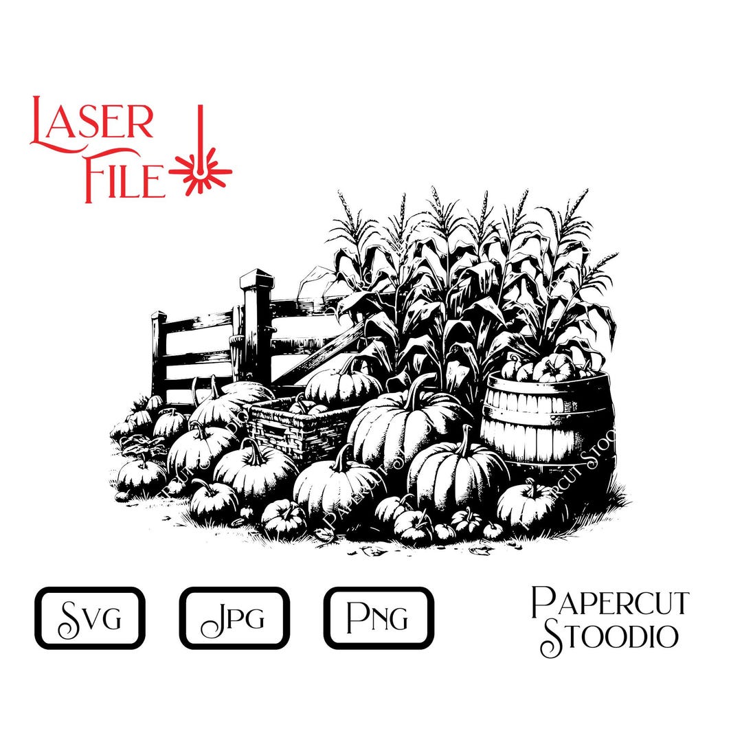 Fall Harvest Laser Engrave File, Pumpkin SVG, Farmhouse Decor (digital ...