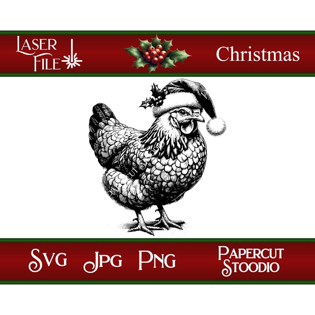 Laser Engrave File, Christmas Chicken Svg, DIY Christmas Signs Cutting ...