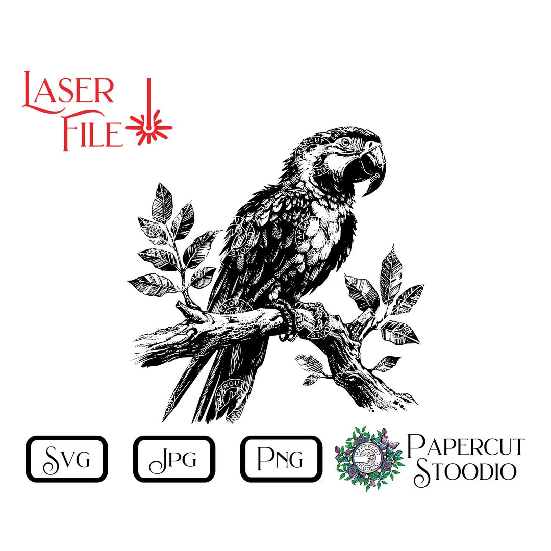 Laser Engrave File, Macaw Parrot SVG, Lightburn Glowforge for Signs ...