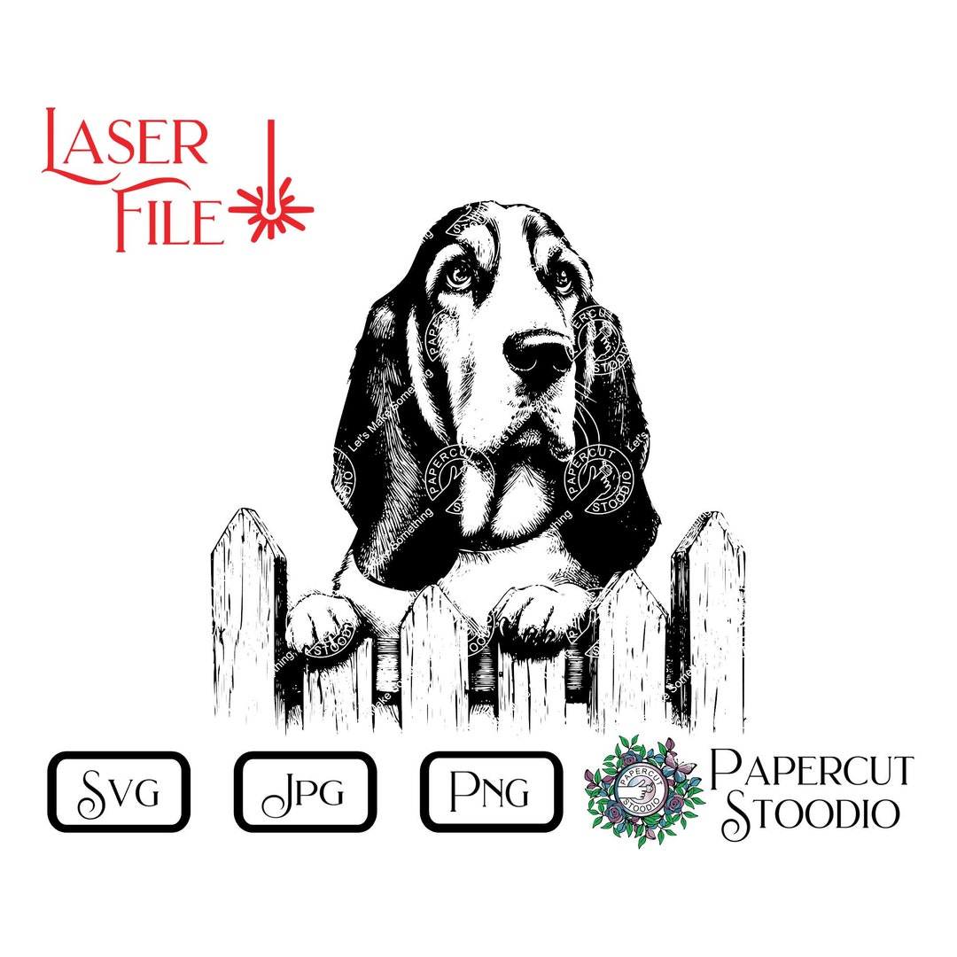 Laser Engrave File, Basset Hound Dog Peek SVG, DIY Door Hanger Dog ...