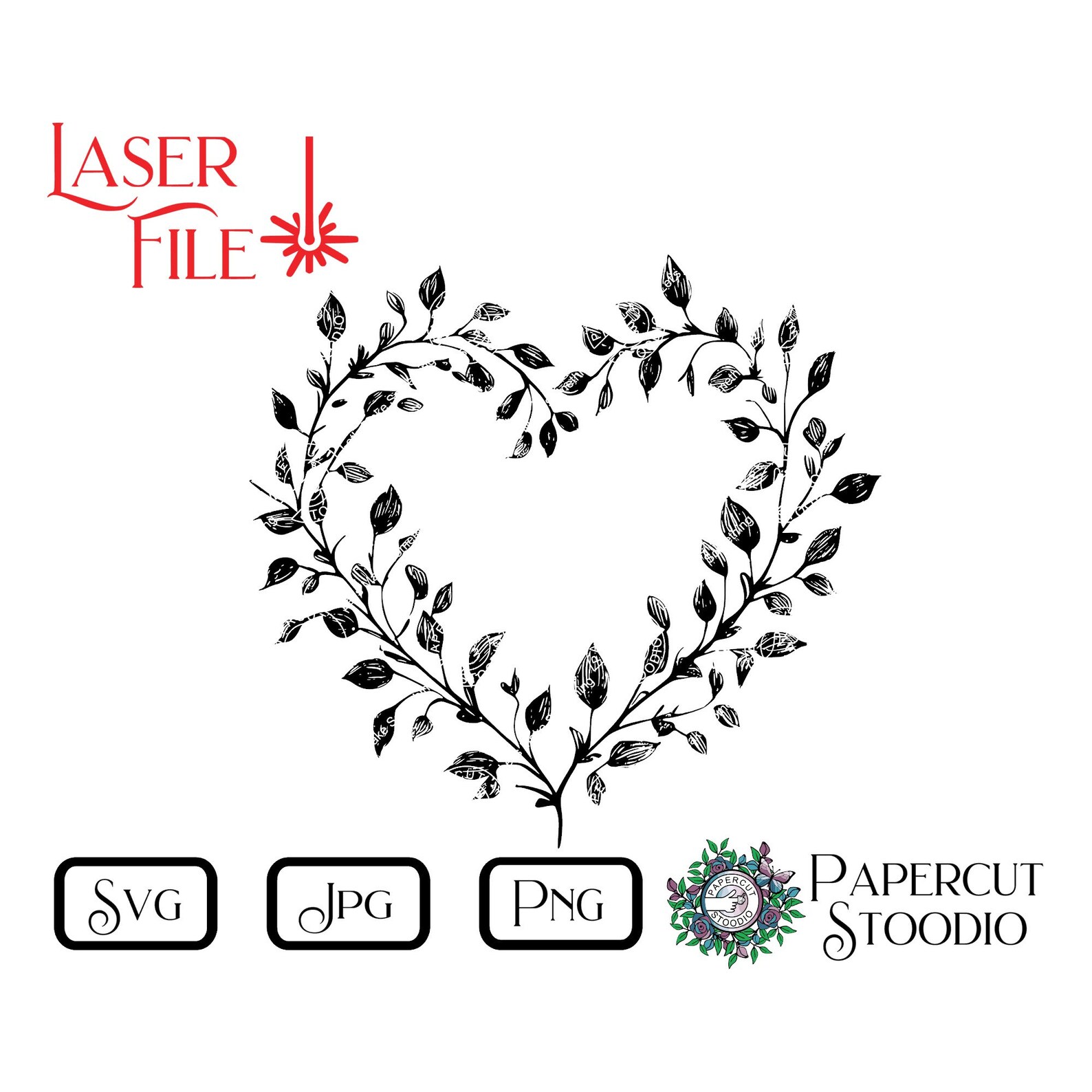 Laser Engrave File, Heart Wreath SVG, Spring Garden Heart Flowers ...