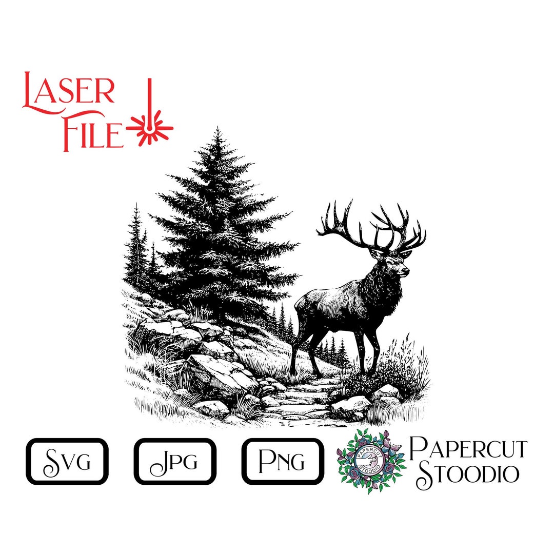 Laser Engrave File, Stag Svg, Digital Download for Laser Engraving ...