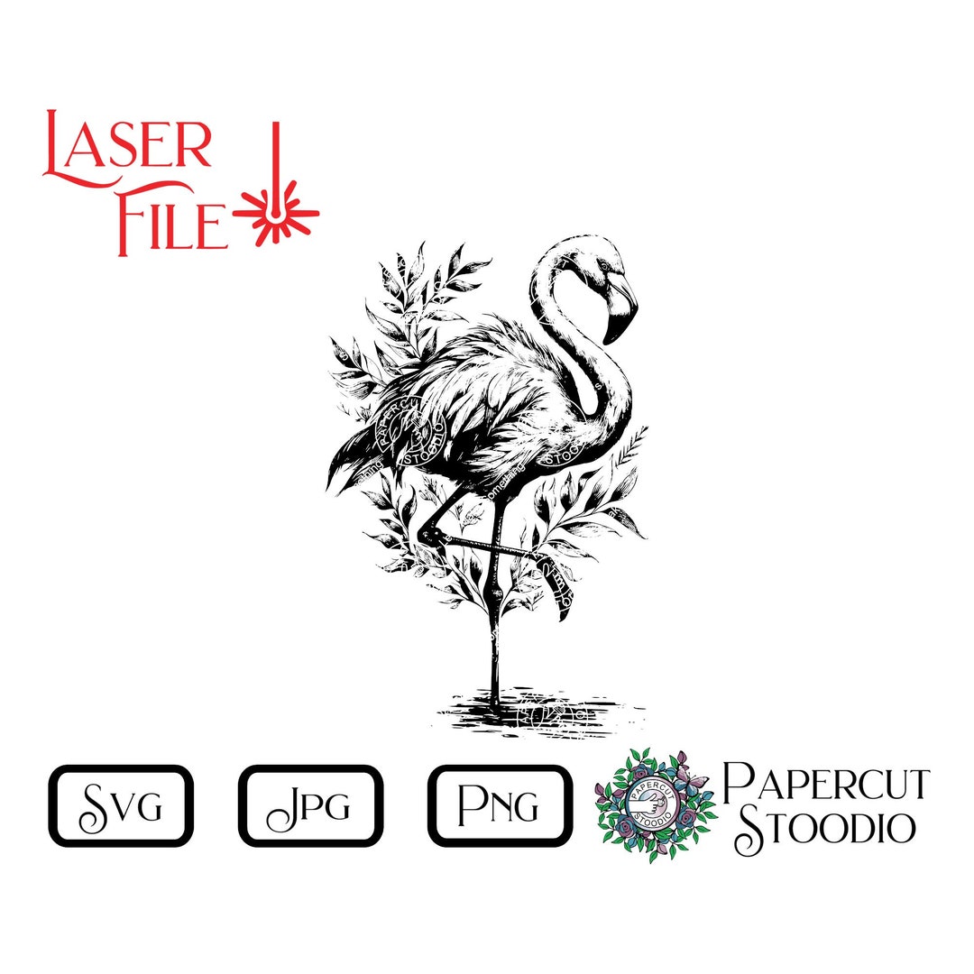 Laser Engrave File, Flamingo SVG, Lightburn Glowforge Wood Burn DIY ...