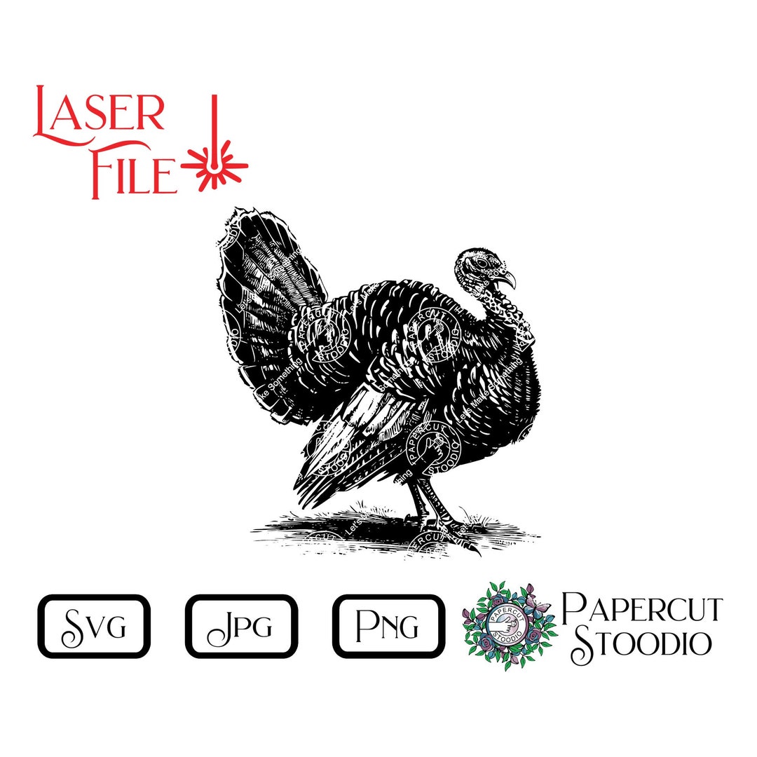 Laser Engrave File, Turkey SVG, Lightburn Glowforge Wood Burn DIY Cabin ...
