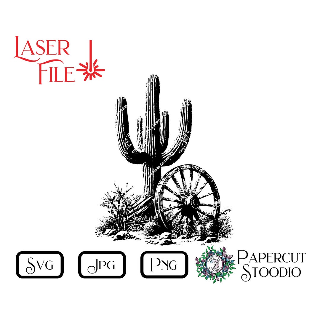 Laser Engrave File, Saguaro Cactus 2 Svg, Country, Wild West, Desert ...