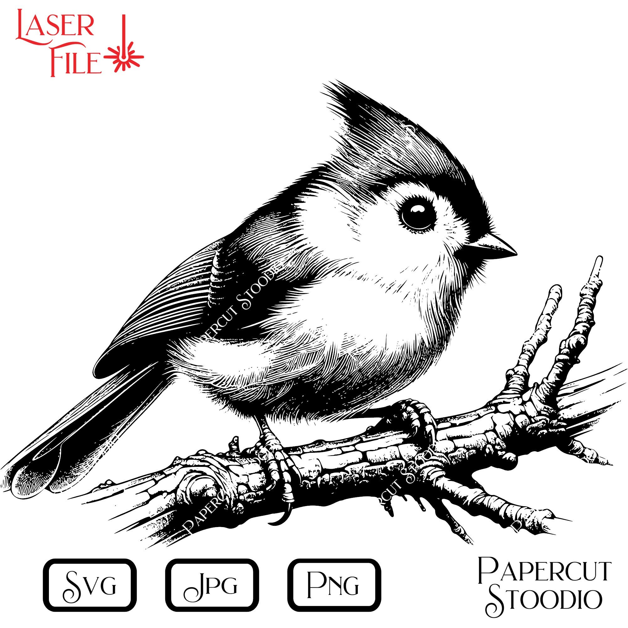 Laser Engrave File, Tufted Titmouse SVG, Lightburn Glowforge Signs ...