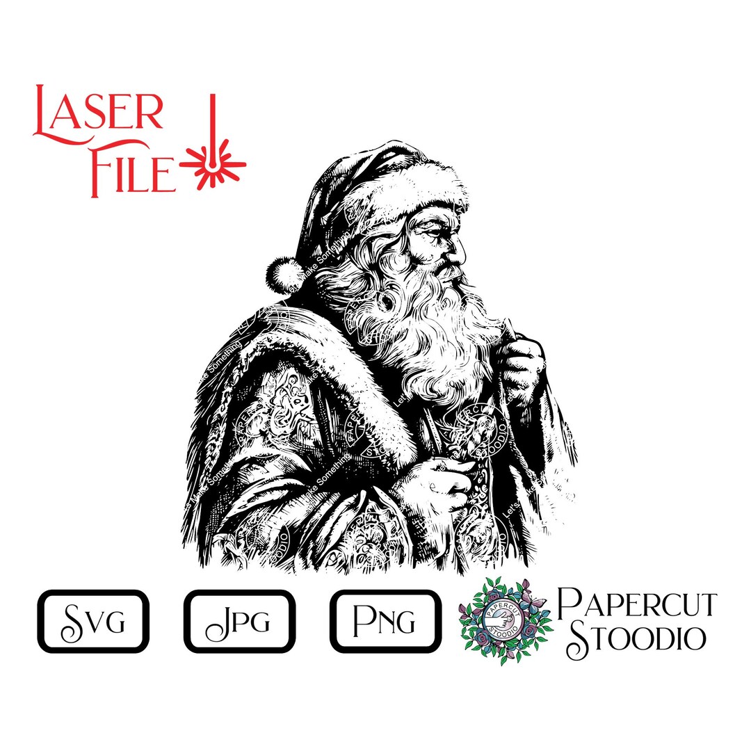 Laser Engrave File, Father Christmas Svg, DIY Christmas Ornaments ...