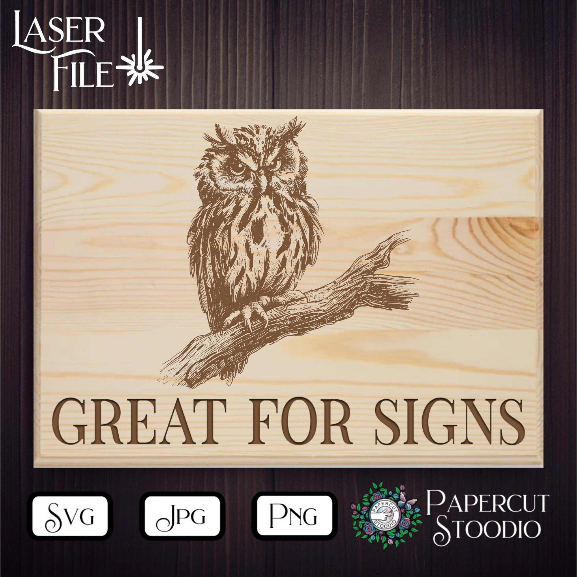 Laser Engrave File Owl SVG Lightburn Glowforge to Make Signs - Etsy
