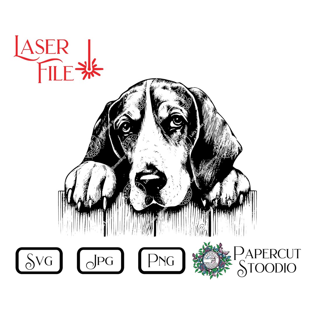 Laser Engrave File, Coonhound Dog Peek SVG, DIY Door Hanger Dog Fence ...