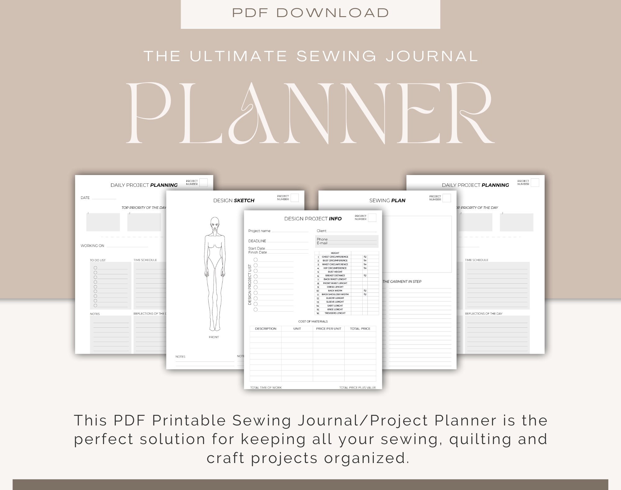 Sewing Planner Printable Pdf, Fashion Design Project Planner, Guide ...