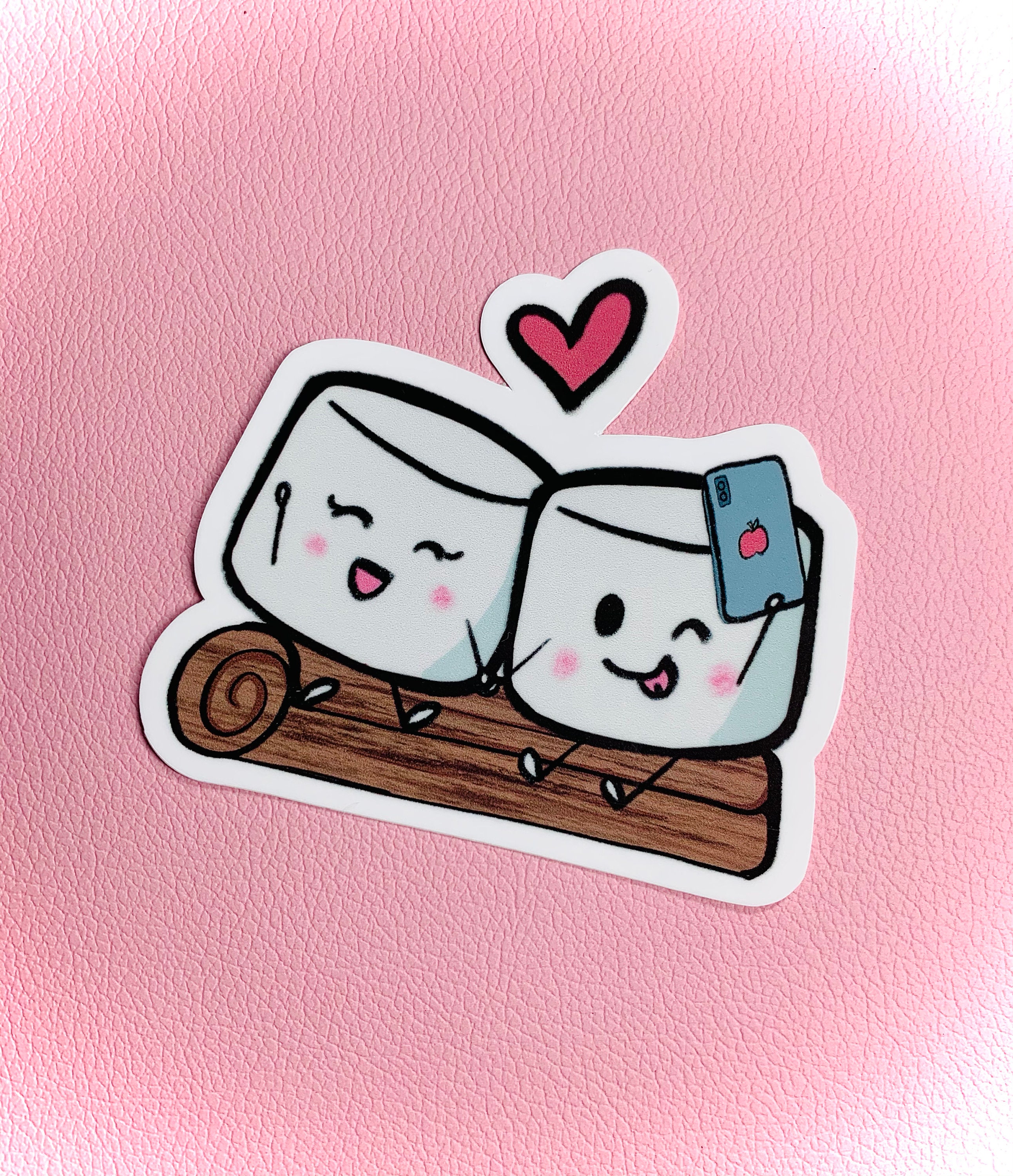 Marshmallow Selfie Glossy Vinyl Sticker Cute Marshmallow - Etsy