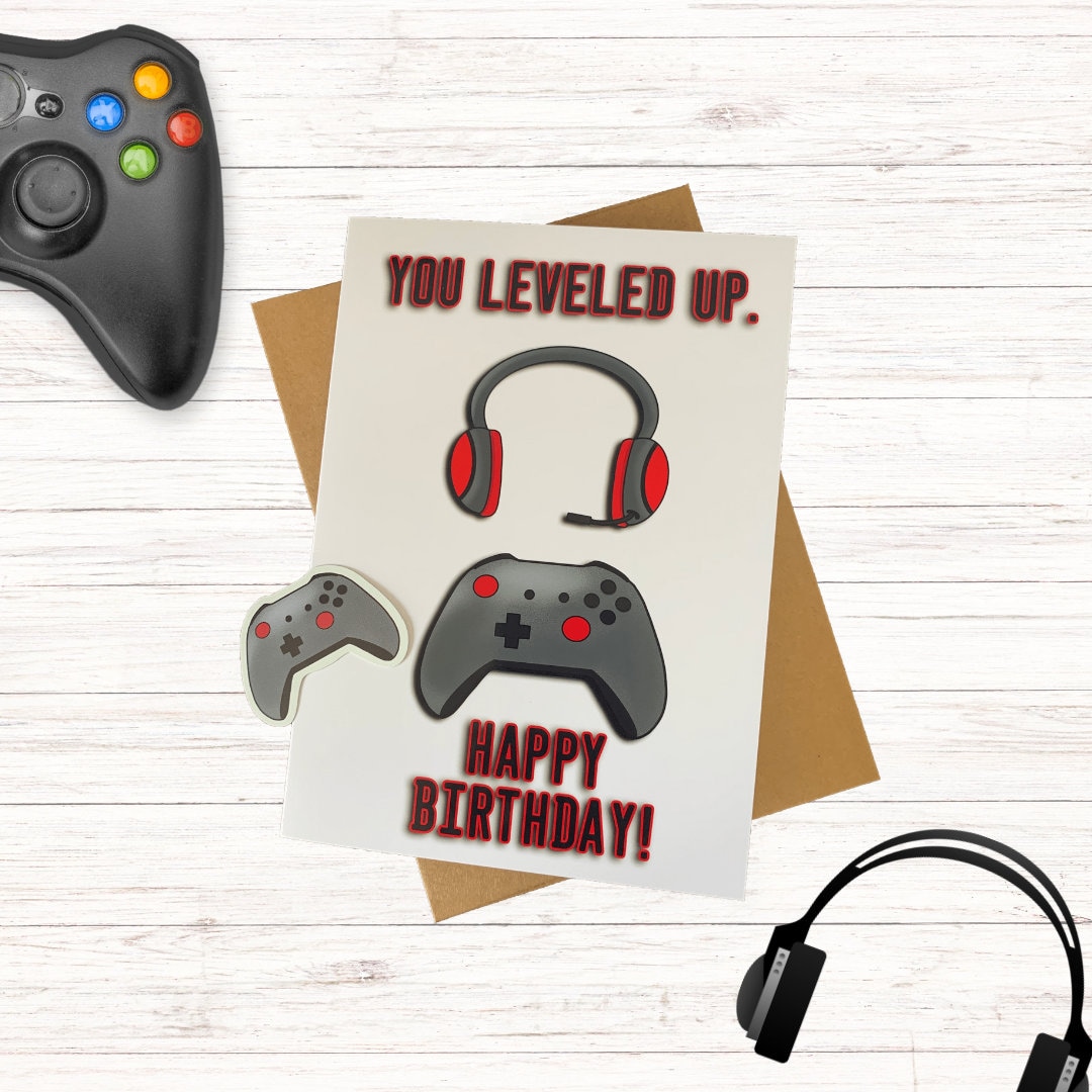 You Leveled up Gaming Birthday Card - Etsy