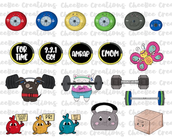 Kawaii Fitness PNG Clipart Weightlifting Workout Barbell | Etsy