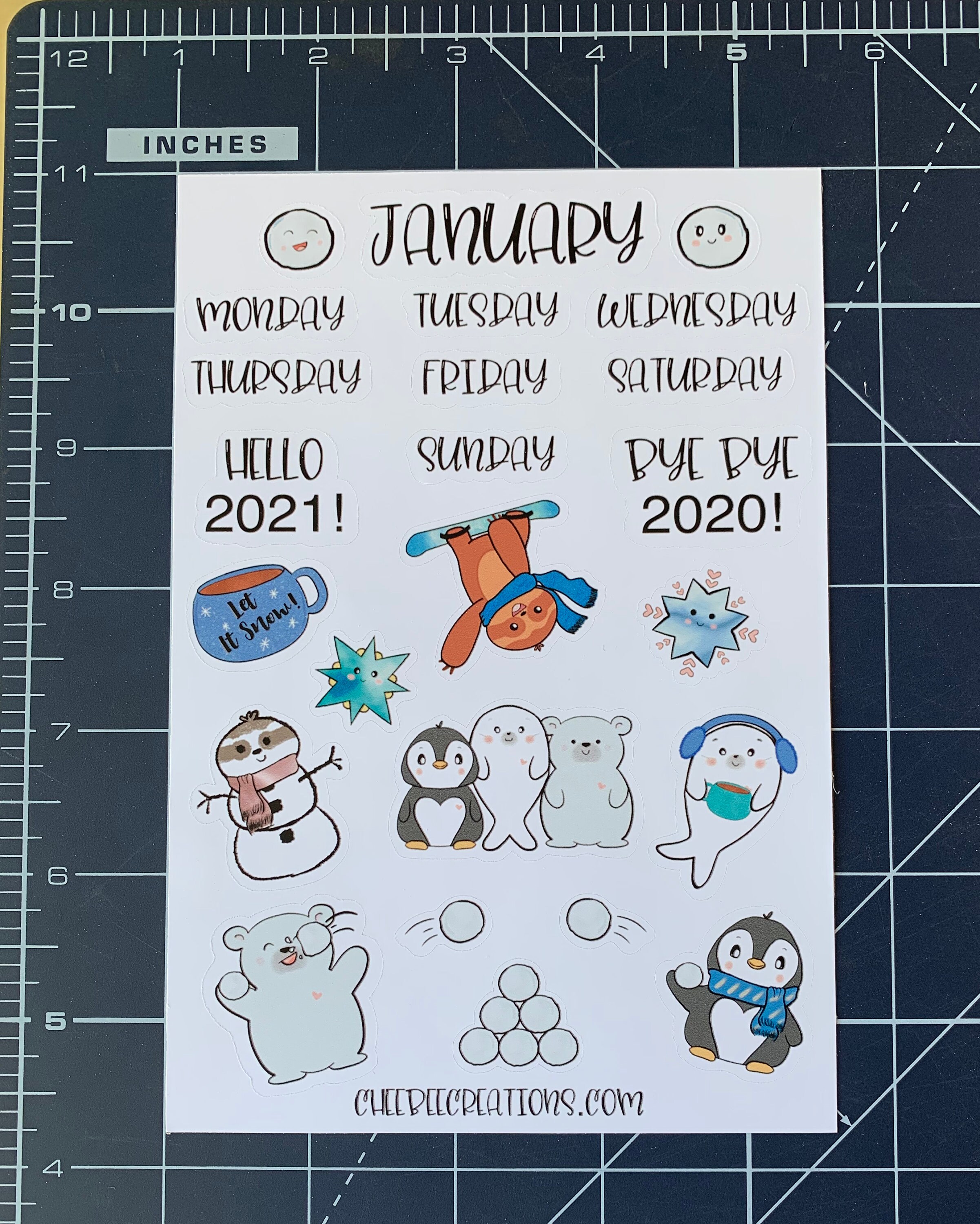 January sticker sheet journal planner stickers | Etsy