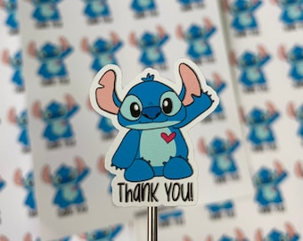 Stitch Thank You Sticker - Etsy