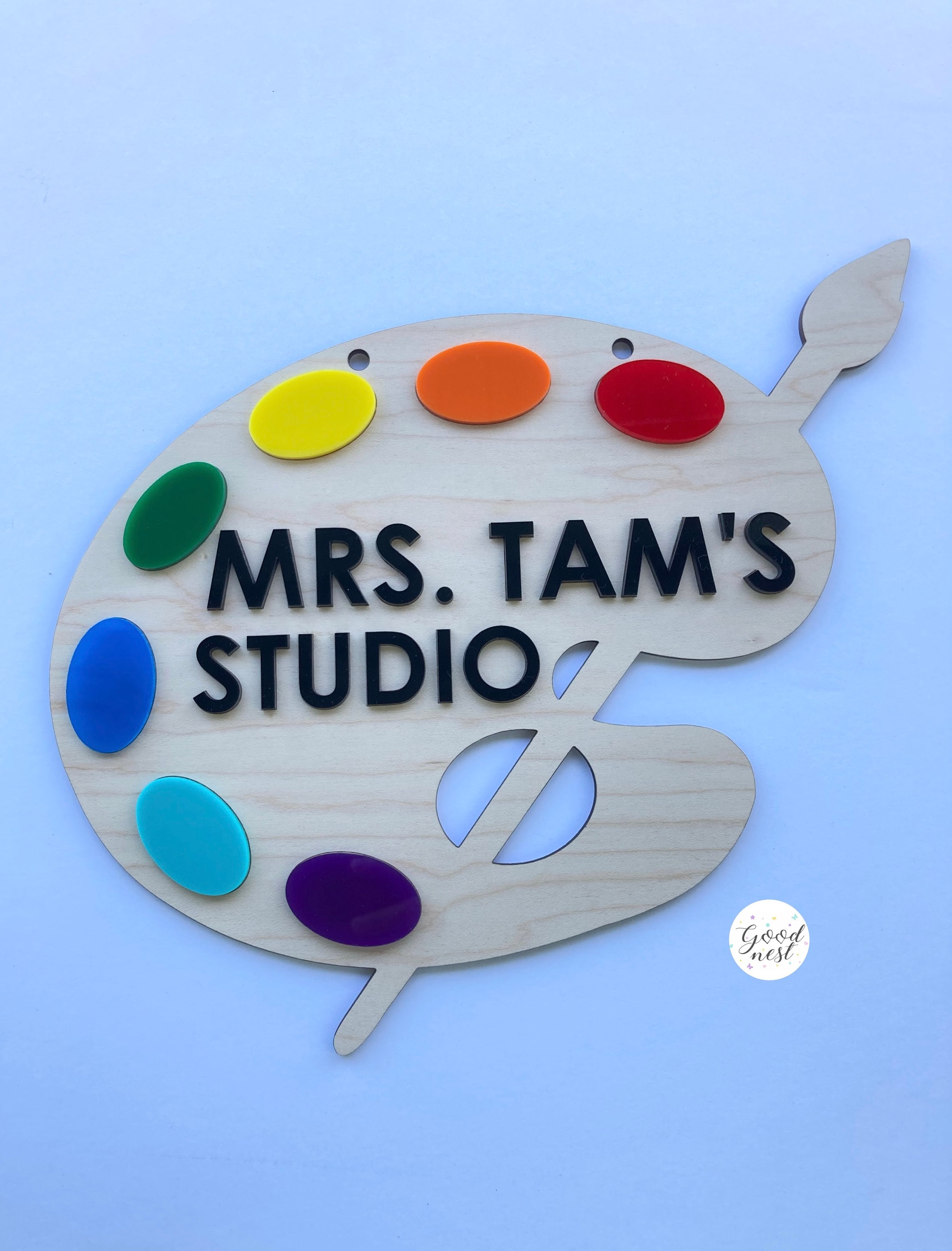 Paint Palette Teacher Classroom Sign| Personalized Art Teacher Sign ...