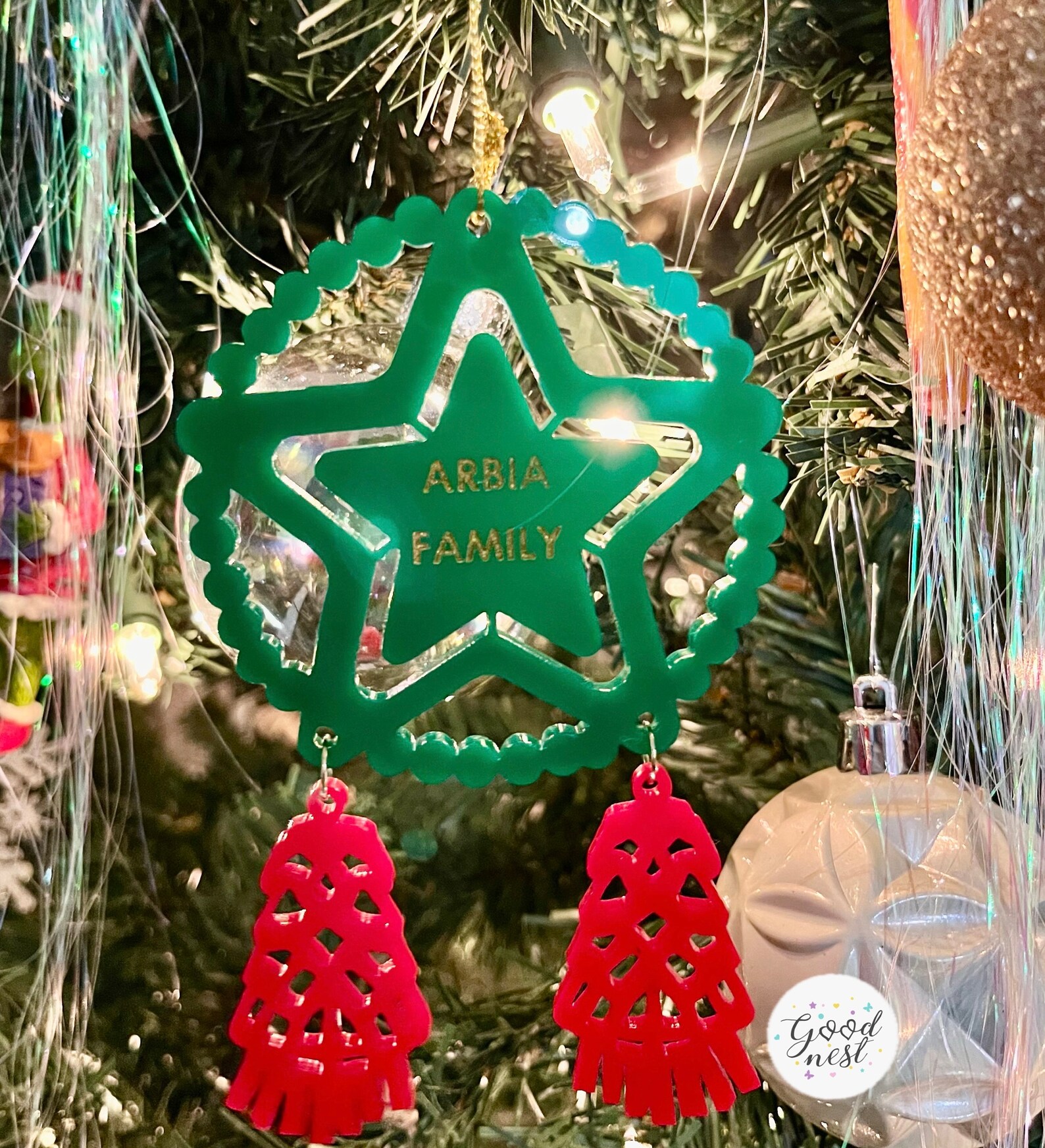 Filipino Parol Ornament Green Red Acrylic, Philippines Parol, Filipino ...