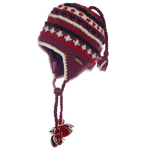100% Lamb Wool Striped Unisex Winter Fleece Lined Peruvian Hat W ...