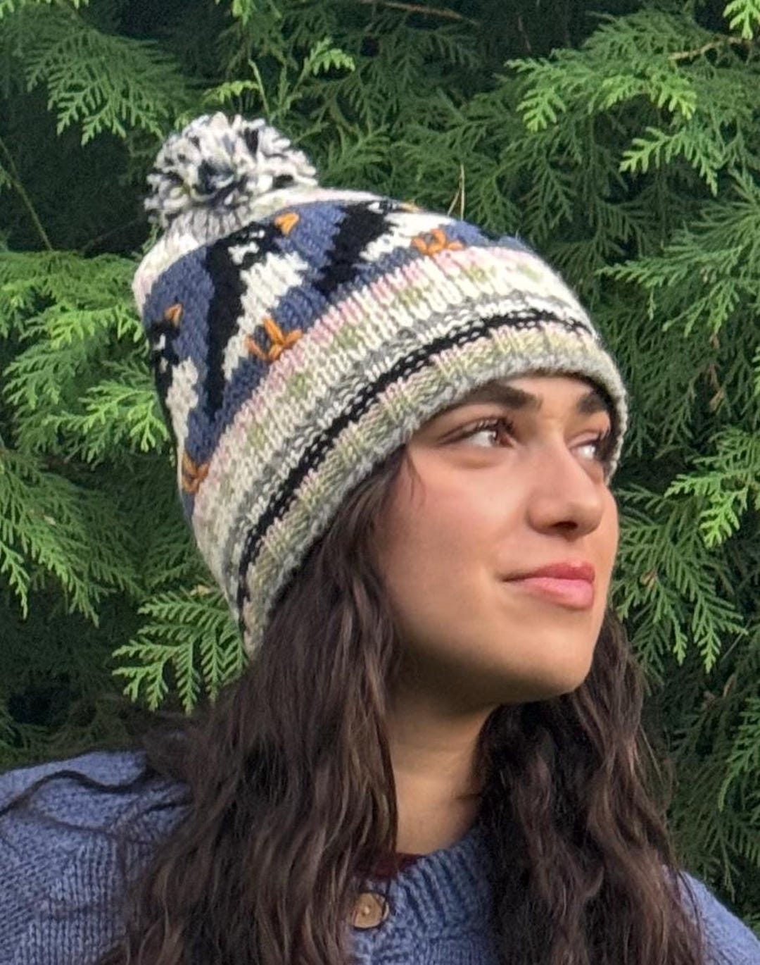 Hand Knit Wool Puffin Beanie: Fleece Lined Winter Hat, Fair Trade - Etsy