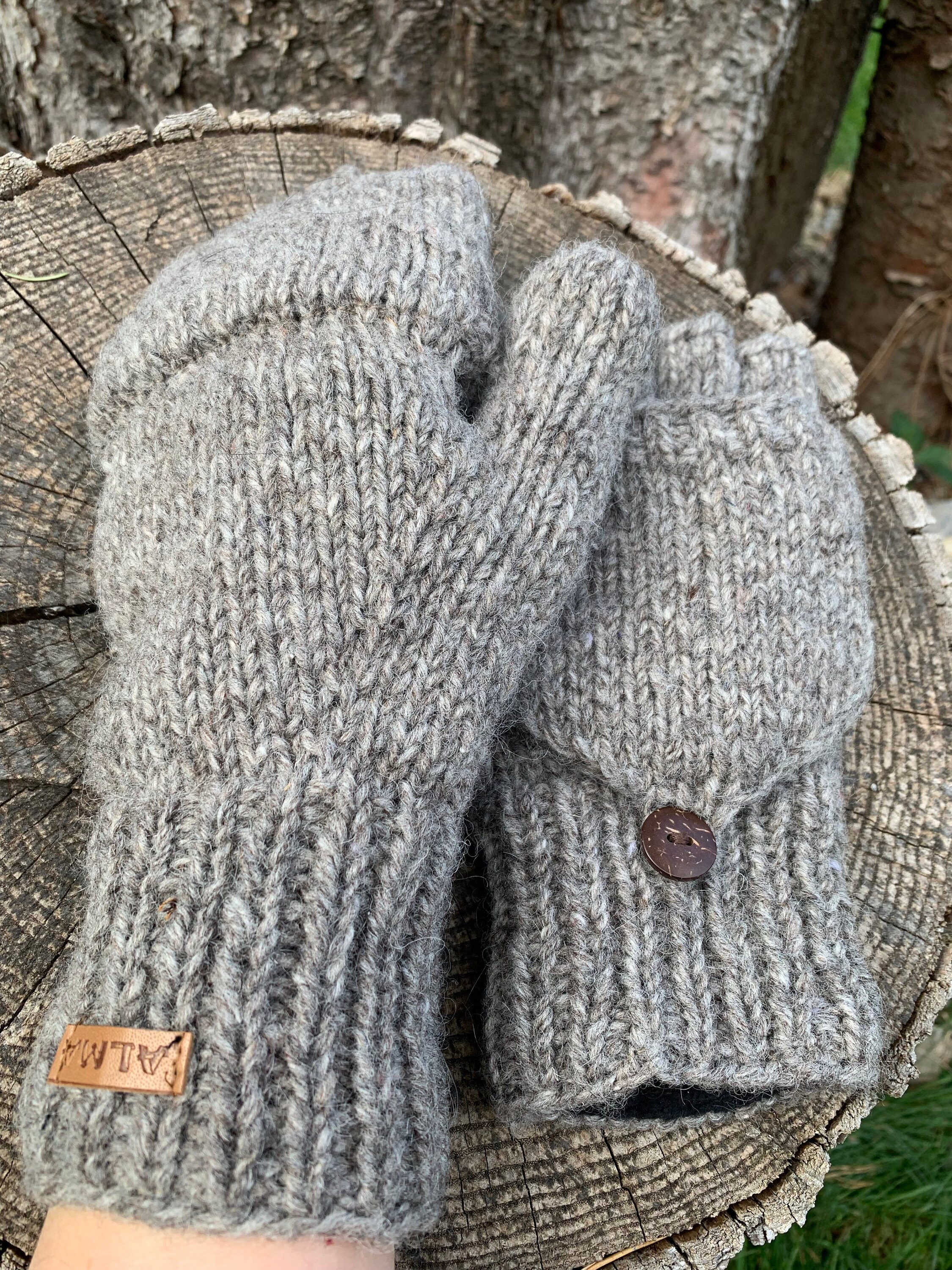 Lined Wool Flap Mittens | Handmade Convertible Mittens for Texting ...