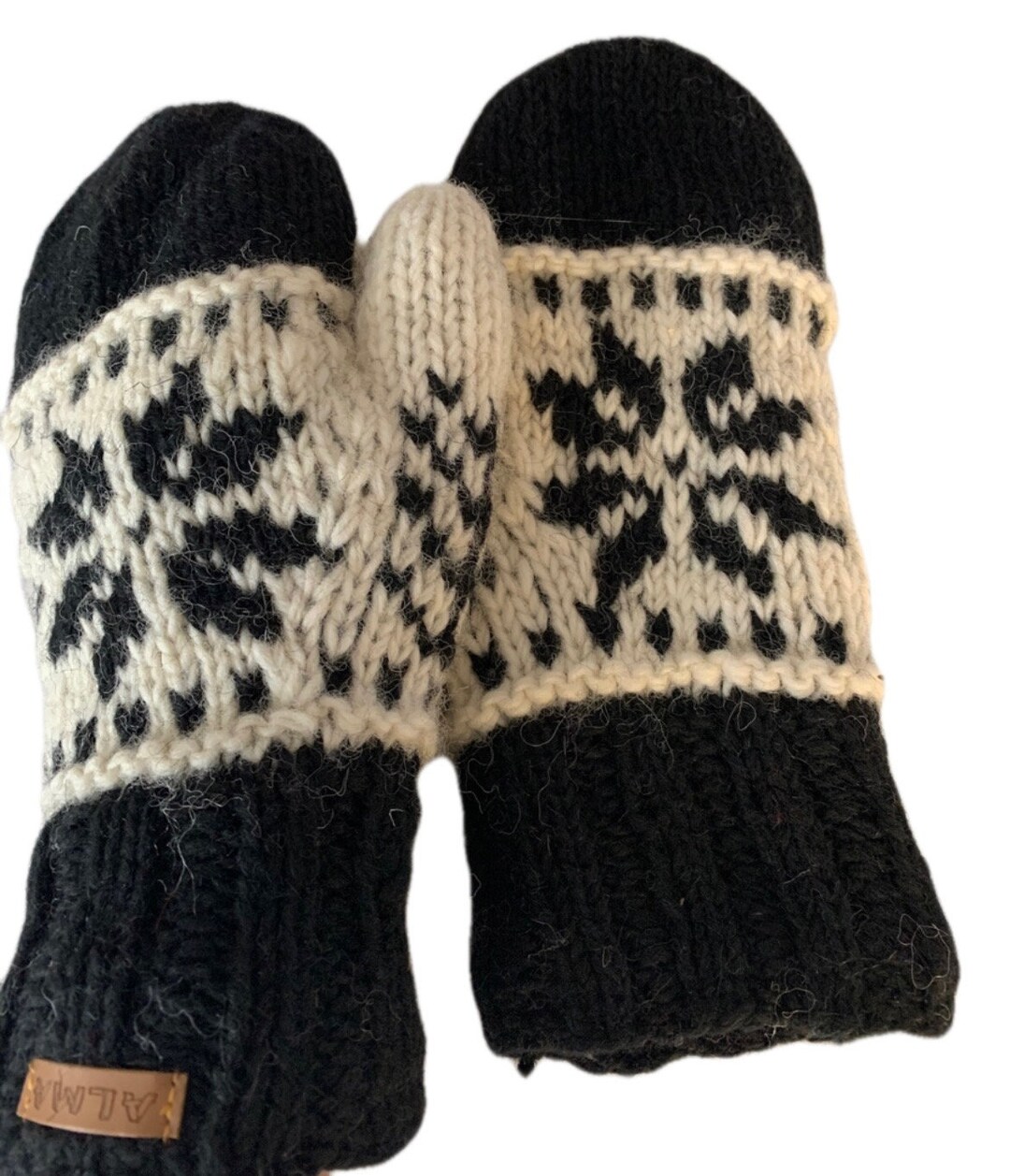 Hand Knit Lamb Wool Mittens: Fleece Lined Norwegian Winter Gloves, Fair ...